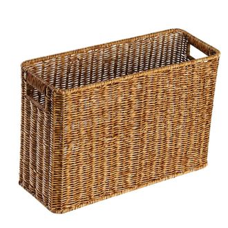 Baoblaze Rattan-&auml;hnlicher Zeitschriftenkorb Multifunktionaler Organizer-Korb-Aufbewahrung f&uuml;r das Aufenthaltsraum, Dunkelbraun