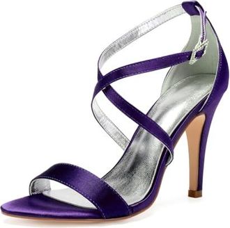 Generic Mariée Escarpins Femme Bout Ouvert Btide Cheville Boucle Sandales Chaussures De Mariee Bal Stylet Talons 10.5Cm,Dark Purple,38 EU
