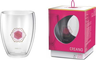 Creano doppelwandiges Tee-Glas, Latte Macchiato, Thermobecher Blume des Lebens | 250ml, in exklusiver Geschenkbox 1x 250ml