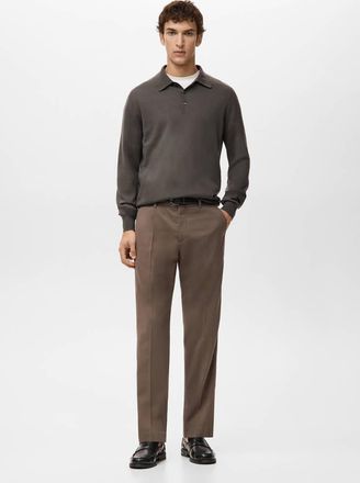 Mango Pull polo 100 % laine m&eacute;rinos marron moyen - Homme - XXL - MANGO MAN