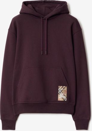 Burberry Hoodie en coton avec étiquette Check, Size: XS