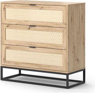 Vicco Commode Natal, Marron, 140 x 92.5 cm avec 3x tiroirs, Vicco