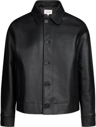 Saison 1865 Blouson droit boutonn&eacute; en cuir