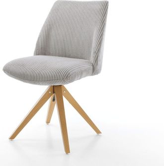 DELIFE Drehstuhl Elso-Flex Cord Silbergrau Holzgestell kantig Natur 180&deg; drehbar Taschenfederkern, Esszimmerst&uuml;hle