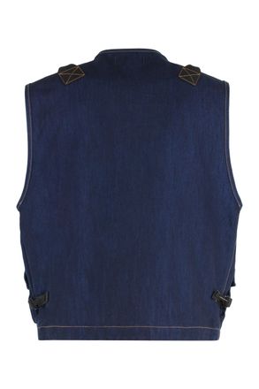 Stone Island Mens Utility Gilet Denim Blue Cotton Waistcoats & Gilets