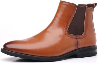 Dadawen Homme Bottine Chelsea Cuir Confortable Classiques Ankle Boots- Marron 39