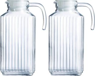 Luminarc ARC 30629 Quadro Krug, K&uuml;hlschrankkrug mit Deckel, 1.7 Liter, Glas, transparent, 1 St&uuml;ck (Packung mit 2)