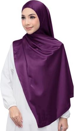 Lina & Lily &Eacute;charpe de luxe en satin pour femme musulmane extra long, Magenta fonc&eacute;., taille unique