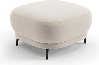 Cavadore Hocker Blue/Polsterhocker im modernen Design mit mattschwarzen Metallfüßen, ideal als Fußhocker oder Sitzgelegenheit / 90 x 49 x 90 / Flachgewebe, Bei