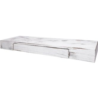 Hhg Neuwertig] Wandregal HHG 922, Schweberegal Wandboard H&auml;ngeregal Regal, Schublade Massiv-Holz 8x80x25cm wei&szlig;, shabby