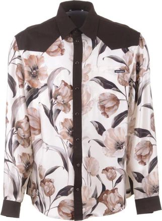 Dolce & Gabbana Homme, Chemises, Multicolore, Taille: 2XL Flowers Combined Long Sleeve Shirt