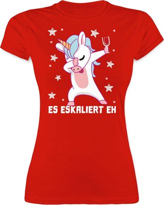 Shirtracer Shirt Damen - & Alkohol - Es eskaliert eh Festival Saufi Party Malle lustig I Party Einhorn Dabbing - XXL - Rot - t-Shirt witzige spr&uuml;che Partyshirt S
