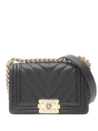 Chanel 2019 Small Chevron Lambskin Boy Flap satchel - Schwarz
