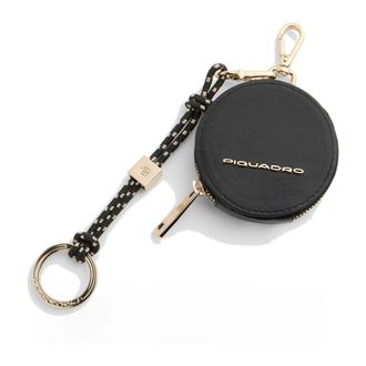 Piquadro Porte-cl&eacute;s en cuir et textile avec porte-monnaie - Femme - Accessoires - Noir - Taille: ONE Size