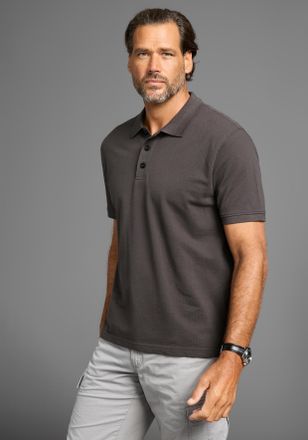 Man's World Poloshirt MANS WORLD, Herren, Gr. 60/62 (XXL), grau (anthrazit), Piqu&eacute;, Obermaterial: 100% Baumwolle, unifarben, Basic, regular fit, Rundhals, Flachst
