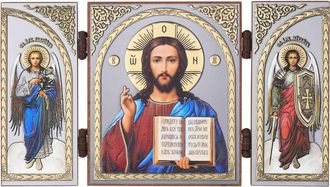 NKlaus Jesus Christus - Ikone Triptychon Christlich - Holz Reise Altar Ikonografie