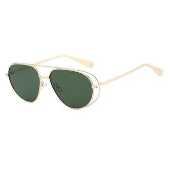 Generic Lunettes de soleil ovales en m&eacute;tal de style vintage pour femme - Lunettes de f&ecirc;te l&eacute;g&egrave;res et luxueuses, design creux, pare-soleil unique, Cadre dor&eacute; C