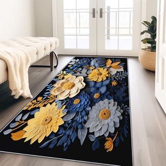 Generic Tapis Couloir Long Antid&eacute;rapant, 65 x 240 cm Interieur Bureau Poil Ras Decoration - Artisanat Traditionnel Papier d&eacute;coup&eacute; Fleurs Coureur Paillasson po