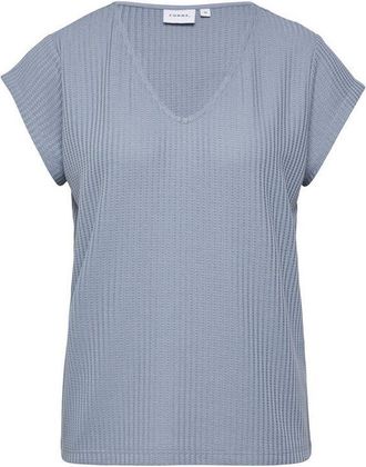 Comma Kurzarmshirt T-Shirt Strukturiertes Jersey-T-Shirt mit V-Ausschnitt