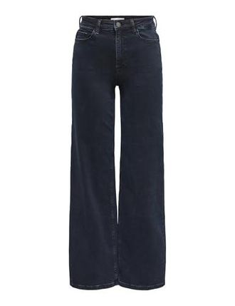 Jacqueline de Yong JdY Jdyfelina-fina Hw Wide DNM Jeansblueblac Felina Jeans Bleu, Blue Black Denim, XL / 34L Femmes