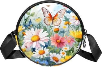 Generic Sac &agrave; bandouli&egrave;re rond pour femme, petit sac &agrave; bandouli&egrave;re avec fermeture &eacute;clair, bretelles r&eacute;glables, style d&eacute;contract&eacute;, pour femmes et filles