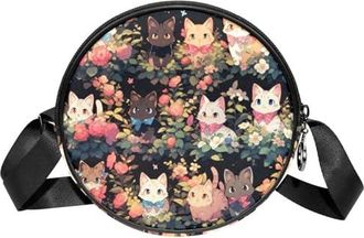 Generic Sac &agrave; bandouli&egrave;re rond pour femme, petit sac &agrave; bandouli&egrave;re avec fermeture &eacute;clair, bretelles r&eacute;glables, style d&eacute;contract&eacute;, pour femmes et filles