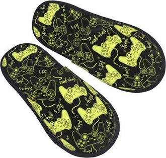 Generic Antid&eacute;rapant Pantoufles en Feutre Manette de jeu jaune pour homme Maison Pantoufles Chaud Chaussons Homme pour Int&eacute;rieur Homme Ext&eacute;rieur L