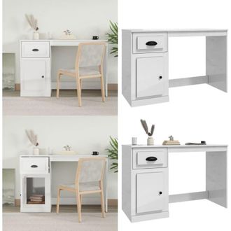 vidaXL Schreibtisch mit Schublade Hochglanz-Wei&szlig; 115x50x75 cm - Schreibtisch - Schreibtische - Home & Living