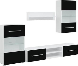 vidaXL Vidaxl - Meuble tv mural 5 pi&egrave;ces avec &eacute;clairage led Noir