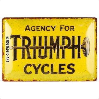 Nostalgic Art Plaque r&eacute;tro, 20 x 30 cm, Triumph - Agency for Cycles - Id&eacute;e cadeau pour motards, Official License Product (OLP), en m&eacute;tal, design vintage