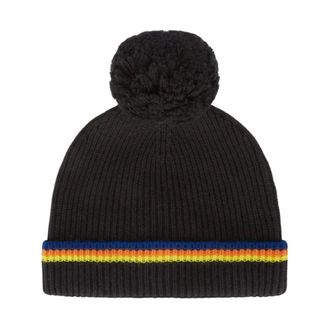 K-Way Homme, Accessoires, Noir, Taille: 2XL Bonnet c&ocirc;tel&eacute; en laine avec pompon