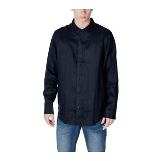 A|X Armani Exchange Langarm Leinenhemd - - Shirts - Herren - Blau - 2XL