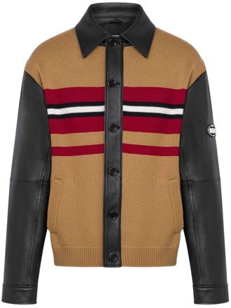 Moschino Lederjacke mit gestricktem Einsatz - Schwarz