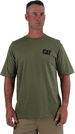 CAT Caterpillar Mens CAT Trademark Premium Cotton T-Shirt, Chive, L