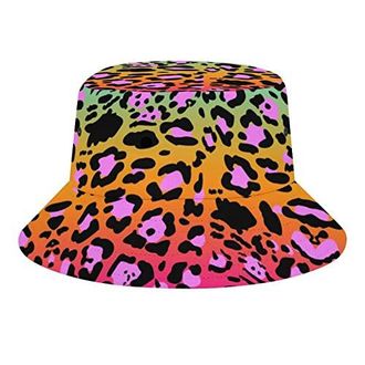 Generic Imprimé Léopard Lumineux Chapeaux De Visière Pliable Seau Chapeau Mode Visière Capeline pour Chasse Randonnée Sports