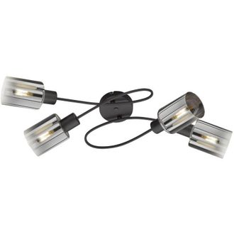 Fischer & Honsel Plafonnier salon spot de plafond m&eacute;tal noir 4 lampes L 79 cm