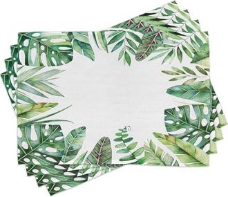 Abakuhaus Plante Lot de Sets de Table en 8 pi&egrave;ces, Jungle Photo Themed, Tissu Lavable pour Salle &agrave; Manger et Cuisine, 30 cm x 45 cm, Coquille DOeuf Bleue