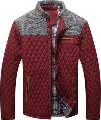 Generic Vestes chaudes pour homme - Veste matelass&eacute;e &eacute;paisse et coupe-vent - Style punk - Style d&eacute;contract&eacute; - Style &eacute;cossais r&eacute;versible, rouge vin, 3XL