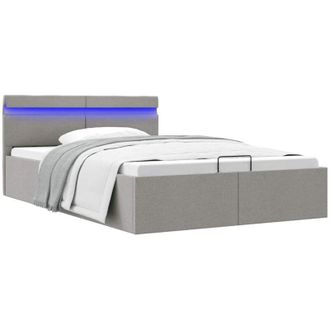 vidaXL Bett mit Bettkasten Hydraulisch LED Hellgrau Stoff 120x200 cm vidaXL