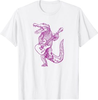 Seembo Alligator spielt Gitarre Krokodil Gitarristen Rockmusiker T-Shirt