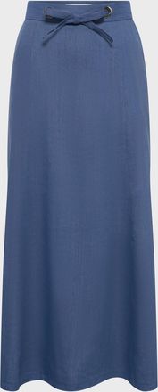 Gerard Darel Jupe mi-longue en lin m&eacute;lang&eacute; - JIHANE - Indigo