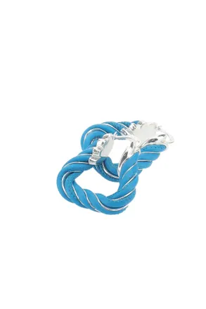Bottega Veneta Womens Light-Blue Nappa Leather And 925 Silver Twist Triangle Earrings 4631 Lamb