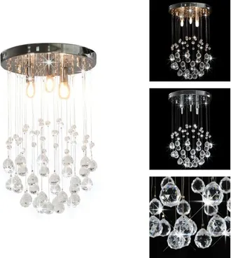 vidaXL Vidaxl - Lampen - Living Deckenleuchte mit Kristallperlen Silbern Kugel 3x G9 Gl&uuml;hbirnen - Silber