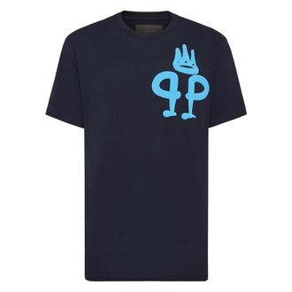 Philipp Plein Homme, Tops, Bleu, Taille: 2XL T-Shirt Col Rond King Plein