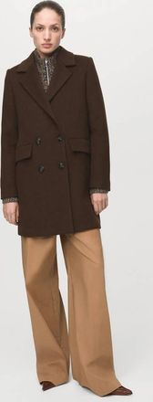 Mango Manteau laine m&eacute;lang&eacute;e double boutonnage chocolat - Femme - XL - MANGO