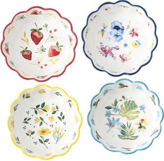 Aboofan 4 St&uuml;ck Keramikschale Mit Wellenspitze Fr&uuml;chte Runde Folienschale S&uuml;&szlig;e Obstschale Bonbongl&auml;ser Tabletts Einzigartige S&uuml;&szlig;igkeitenschale Kuchenformen Fo