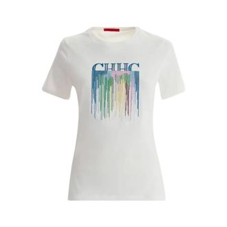 Carolina Herrera Besticktes Elfenbein T-Shirt - - Tops - Damen - Wei&szlig; - S