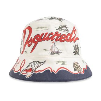 Dsquared2 Homme, Accessoires, Beige, Taille: M Chapeau Imprim&eacute;