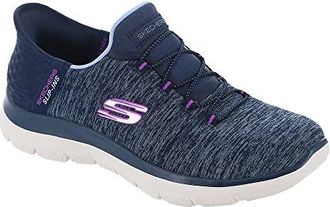 Skechers Femme Summits Hands-Free Slip-ins - Memory Foam Insole, Heel Pillow, Vegan Materials Basket, Bleu Marine, 41 EU Large