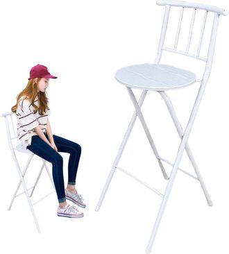 Generic Tragbarer Klapphocker mit R&uuml;ckenlehne, 65cm/75cm Faltbarer Fr&uuml;hst&uuml;cks-Hochstuhl mit Holzsitzen f&uuml;r Erwachsene, B&uuml;ro, K&uuml;cheninsel(75cm/30in)